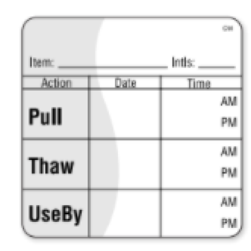 51mm x 51mm Pull/Thaw/Use By Freezable Adhesive Labels 500Qty